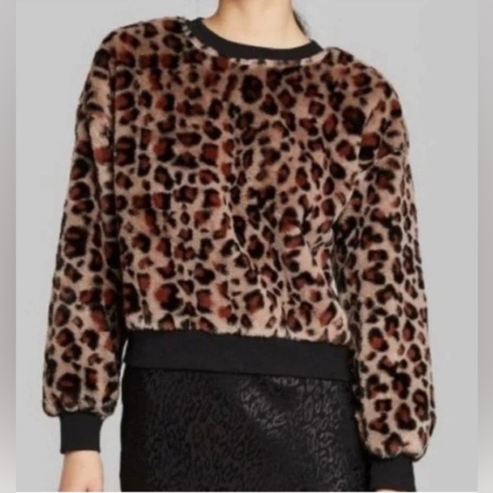 Wild Fable Leopard Print Photo For Fuzzy Fleece Pull … - Gem